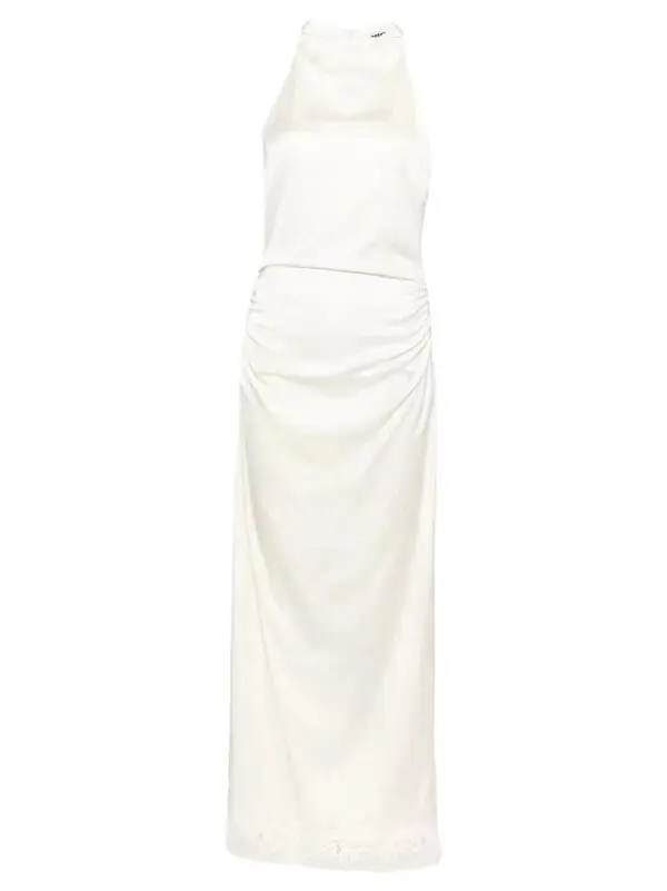 ROTATE BY BIRGER CHRISTENSEN Lace-trim Ruched Maxi Dress - Neutrals