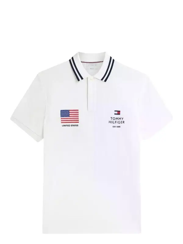 Tommy Hilfiger Logo-embroidered Tipped Polo Shirt - White