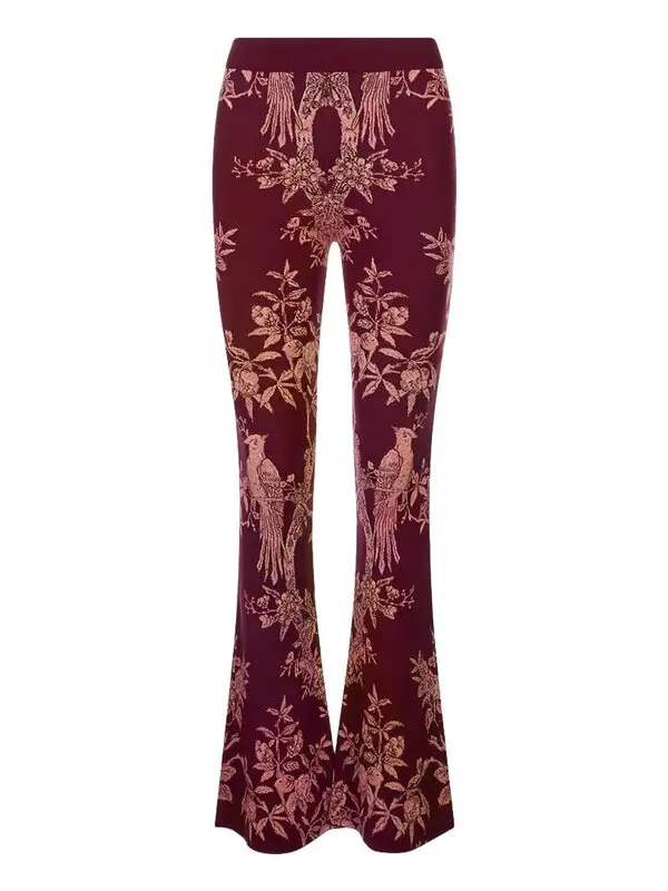 Etro Jacquard-knit Flared Trousers - Red