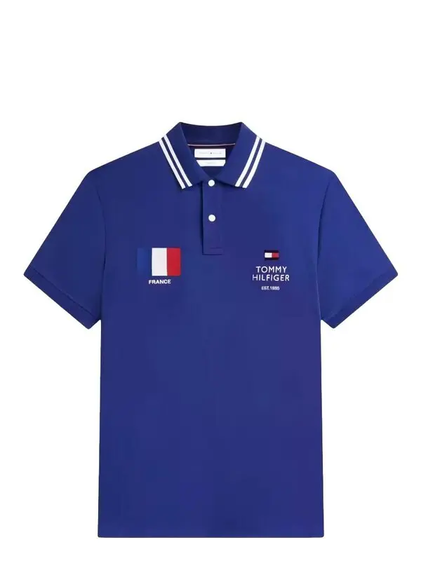 Tommy Hilfiger Logo-embroidered Striped-trim Polo Shirt - Blue
