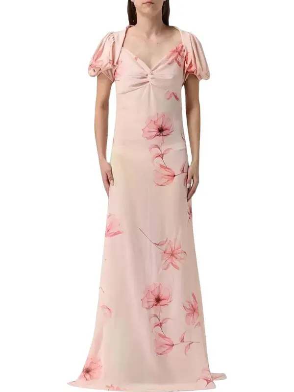 MAR DE MARGARITAS Floral-print Puff-sleeve Maxi Dress - Pink