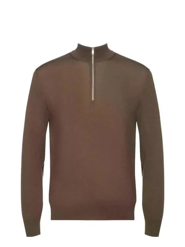 Zegna Half-zip High-neck Sweater - Brown