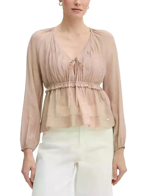 GAUDI Tie-fastening Peplum-hem Blouse - Neutrals