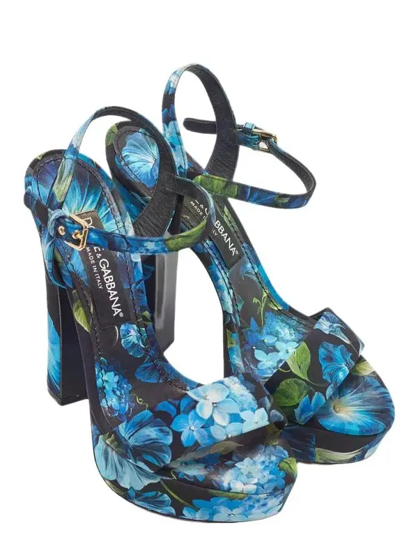 Dolce & Gabbana Keira Floral Platform Sandals - Blue