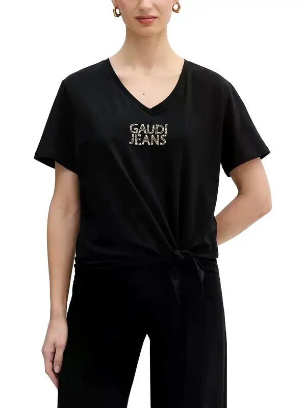 GAUDI Logo-embellished Knot-detail T-shirt - Black