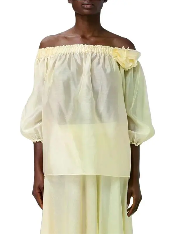 HANITA Off-shoulder Floral-appliqué Blouse - Yellow