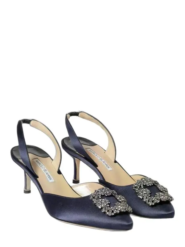 Manolo Blahnik Hangisli Crystal-buckle Slingback Pumps - Blue