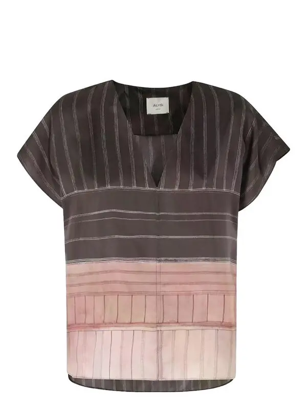 ALYSI Vertical-stripe Silk Blouse - Brown