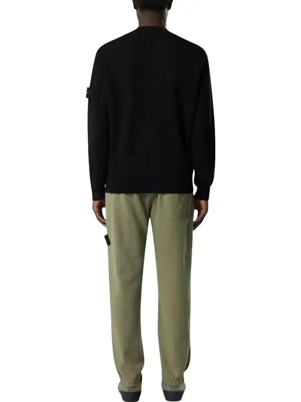 Stone Island Logo-patch Ribbed-knit Sweater - Black