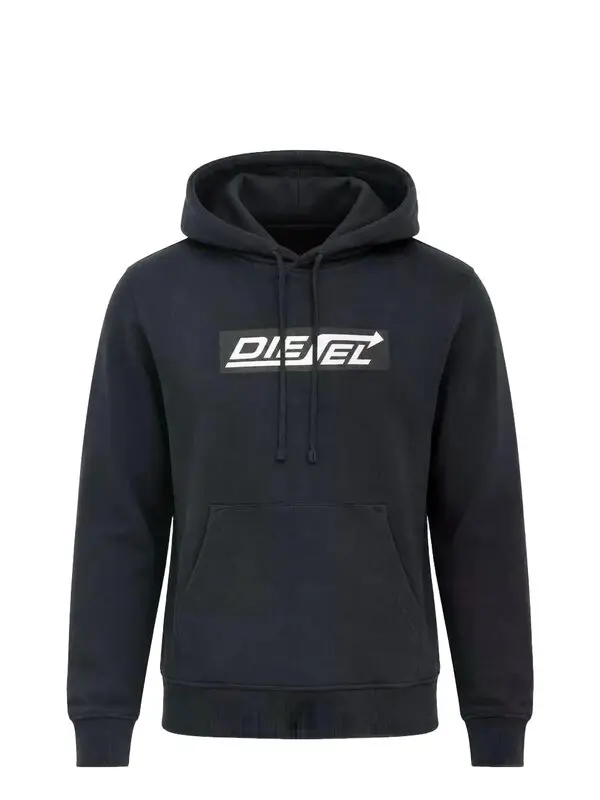 DIESEL® Logo-print Brushed Hoodie - Blue