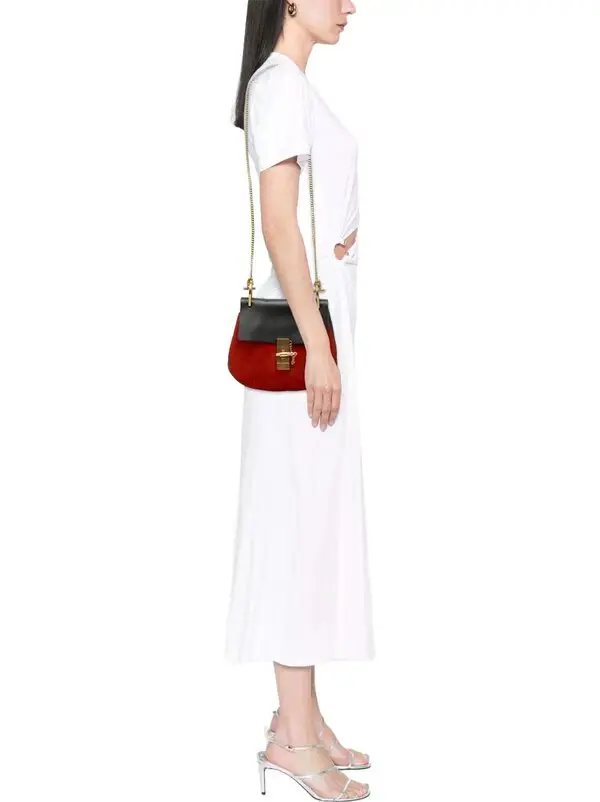 Chloé 2015 Small Bicolor Suede And Calfskin Drew Crossbody Bag - Black