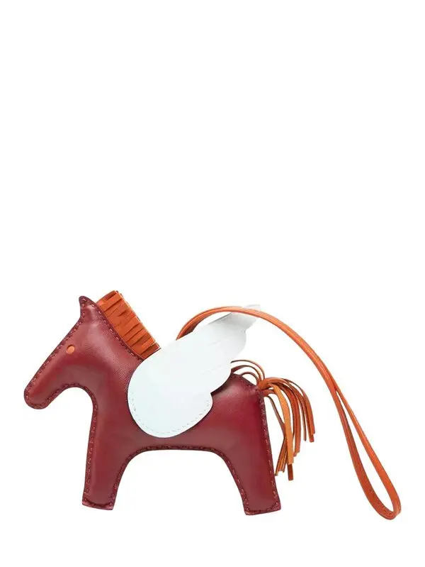 Hermès 2021 Milo Lambskin And Swift Grigri Rodeo Pegase Bag Charm Pm Key Chain - Red