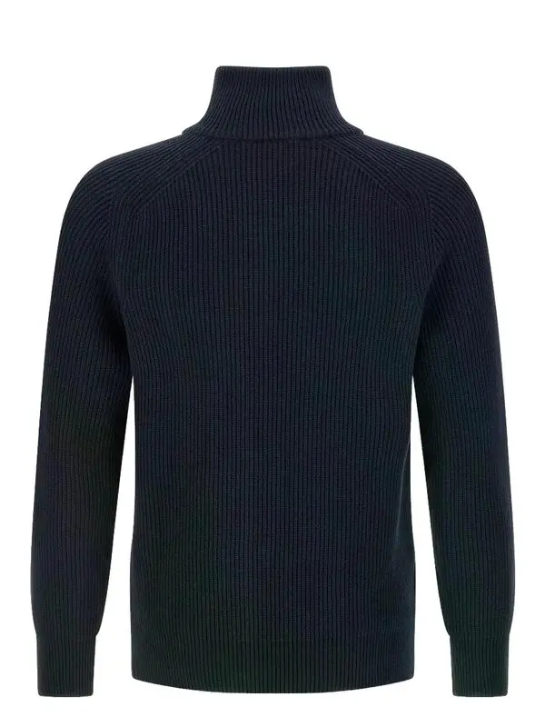 RIVIERA Ribbed Zip Sweater - Blue