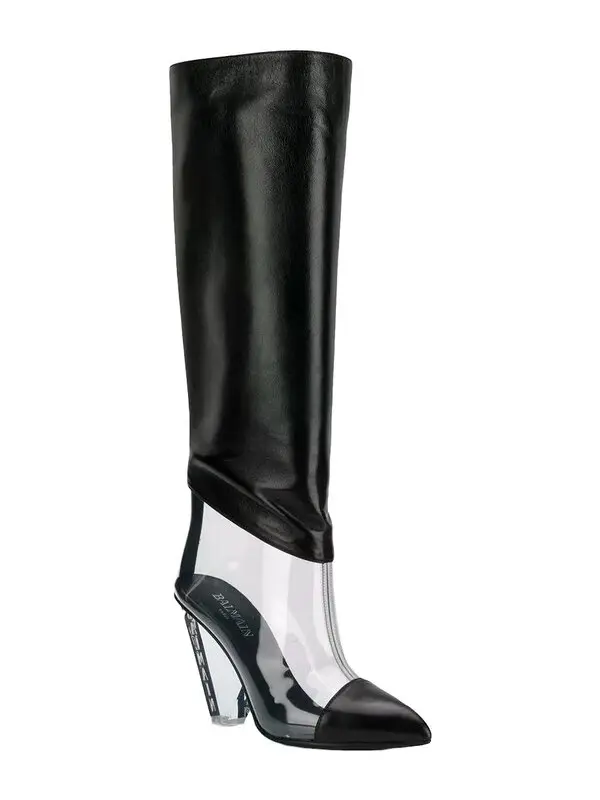 Balmain Pvc Knee High Boots - Black