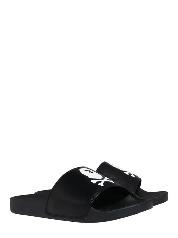 A BATHING APE Crossbone Flat Slides - Black