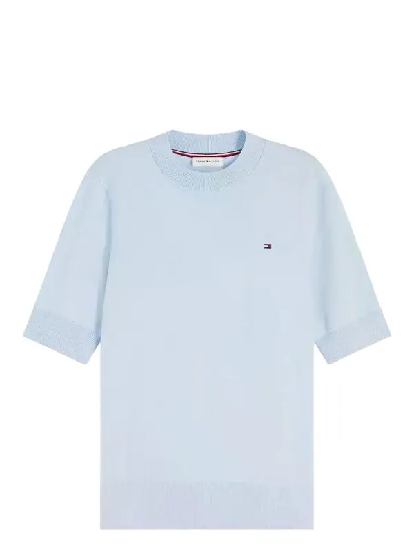Tommy Hilfiger Short-sleeve Logo-embroidered Top - Blue