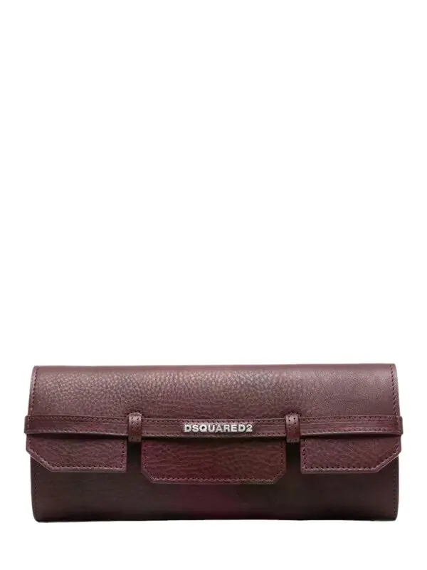 Dsquared2 Logo-plaque Pebbled-leather Clutch Bag - Red
