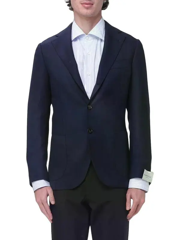 LUIGI BORRELLI Single-breasted Wool Blazer - Blue