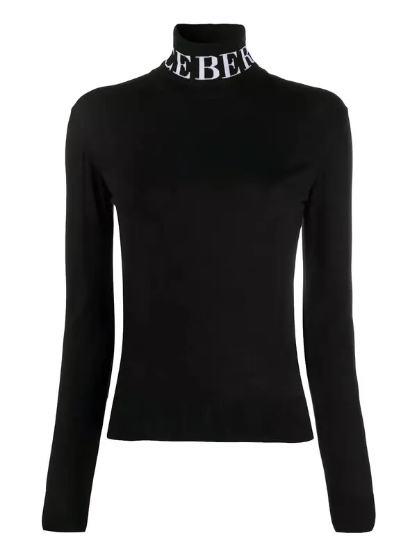 Iceberg Logo Intarsia Virgin Wool Jumper - Black