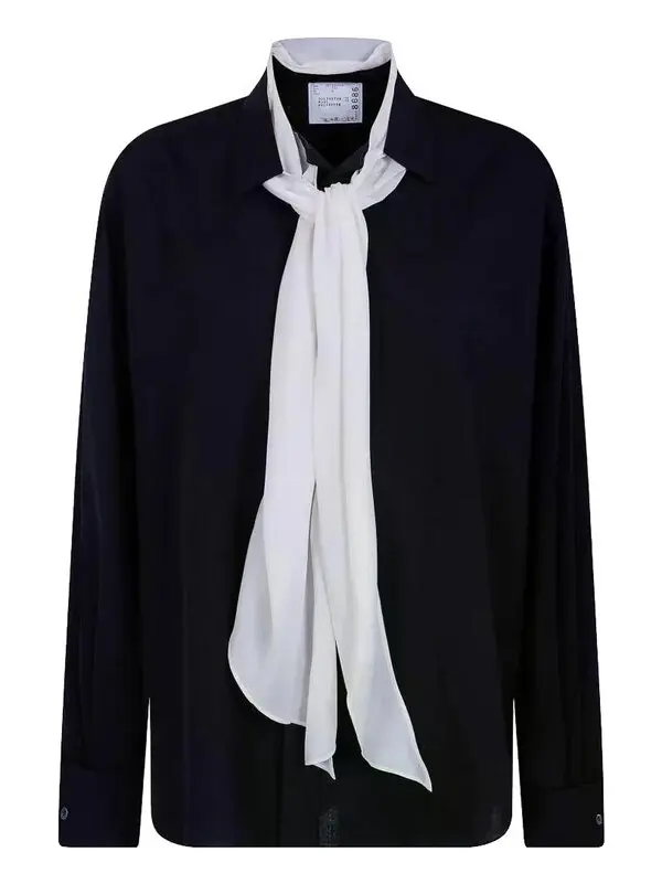 Sacai Tie-neck Long-sleeve Shirt - Black