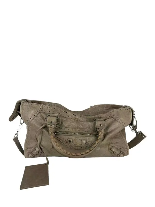Balenciaga Motocross Covered Brogues City Handbag - Brown