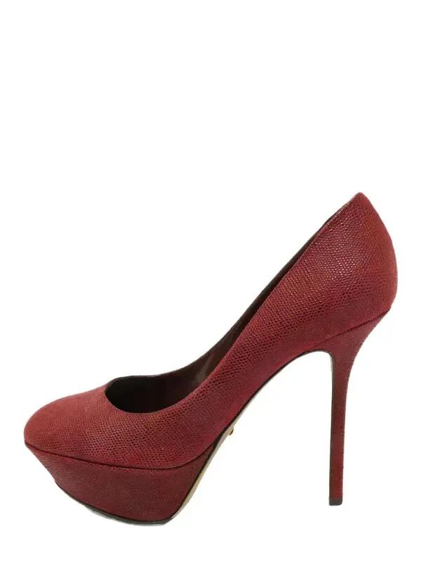 SERGIO ROSSI Karung Leather Platform Pumps - Red