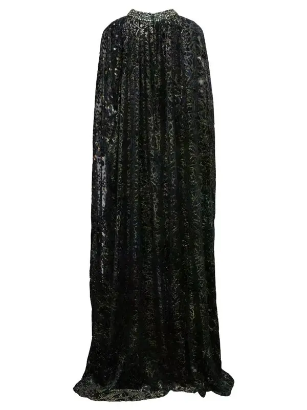 Biyan Beaded-neckline Fil-coupé Dress - Black