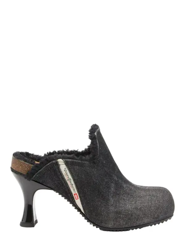 DIESEL® D-woodstock 78mm Denim Mules - Black