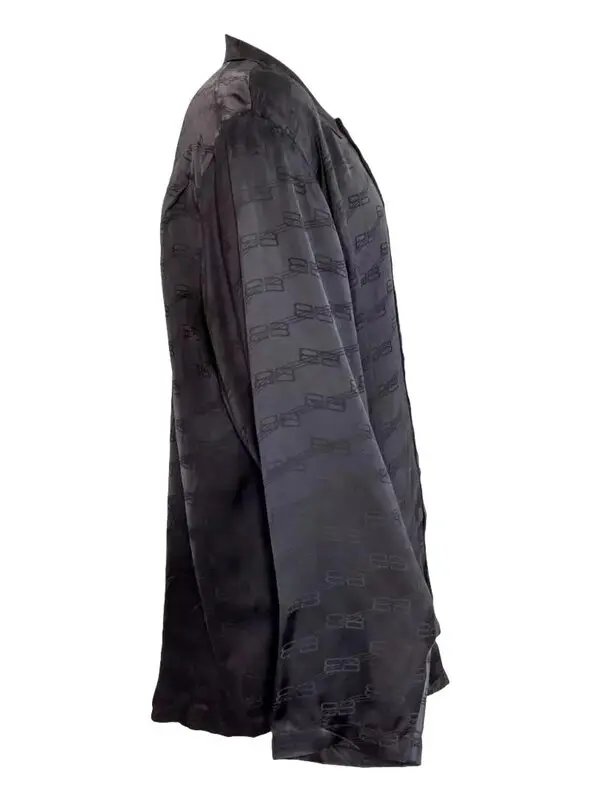 Balenciaga Logo-print Silk Long-sleeve Shirt - Black