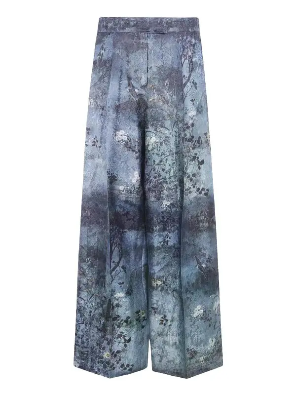 PIERRE-LOUIS MASCIA Floral-print Palazzo Trousers - Blue