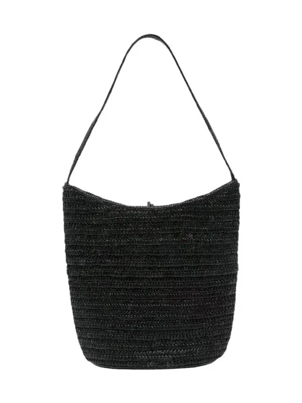 THE ROW Alma Shoulder Raffia Bag - Black