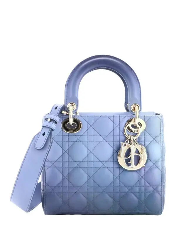 Dior My Abcdior Lady Bag Cannage Quilt Gradient Lambskin Small Satchel - Blue