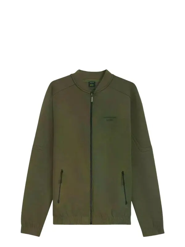 BOSS Logo-embroidered Zip-up Jacket - Green