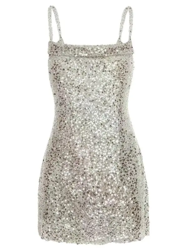 CUANNA Kim Sequinned Mini Dress - Silver