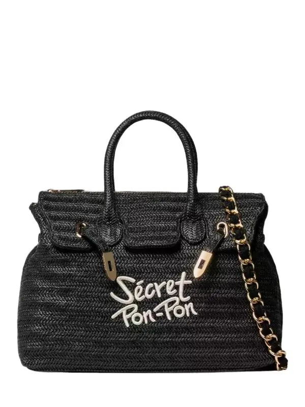SECRET PON-PON Medium Victoria Logo-embroidered Shoulder Bag - Black