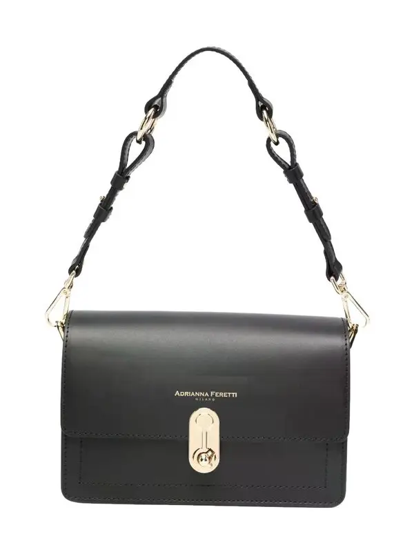ADRIANNA FERETTI Logo-print Leather Shoulder Bag - Black