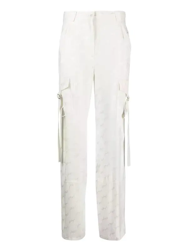 BLUGIRL Straight-leg Logo-print Trousers - Neutrals