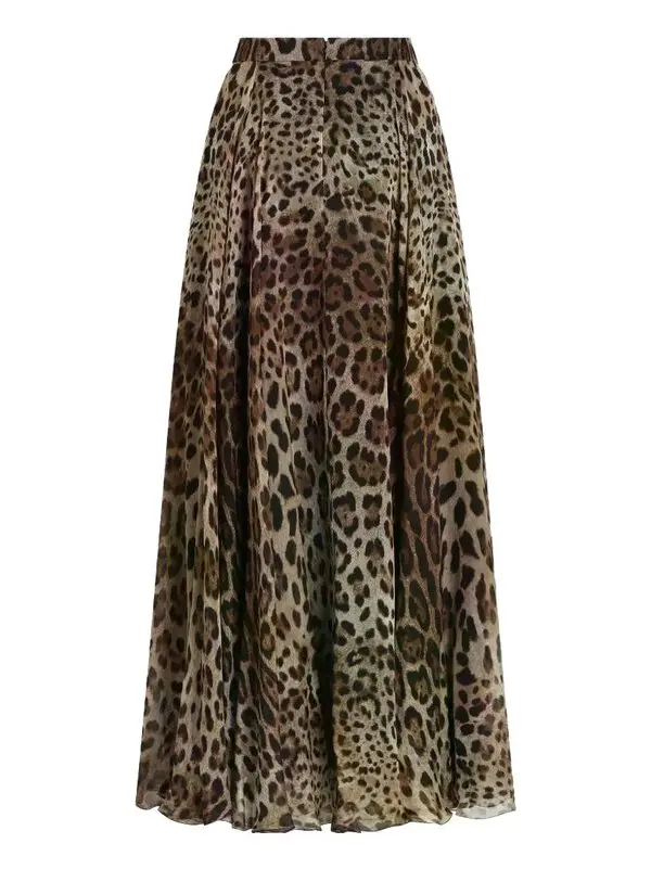 Dolce & Gabbana Leo-print Chiffon Skirt - Neutrals