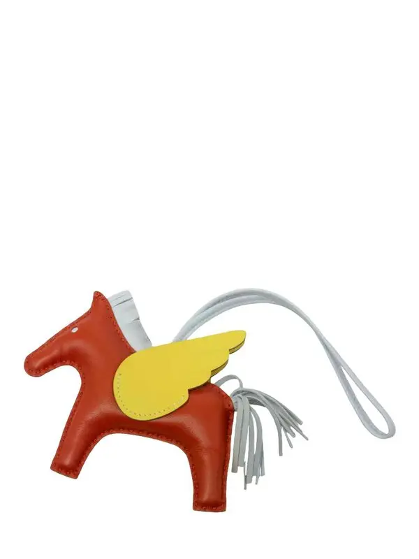Hermès 2022 Milo Lambskin And Swift Grigri Rodeo Pegase Bag Charm Pm Key Chain - Orange
