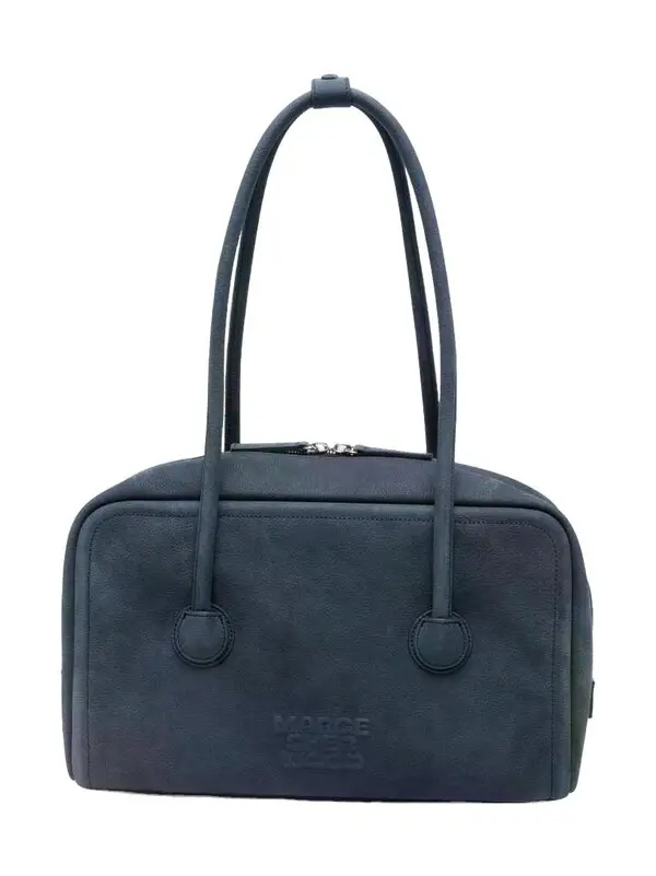 MARGESHERWOOD Embossed-logo Nubuck-leather Tote Bag - Blue