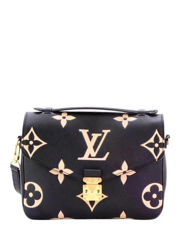 LOUIS VUITTON Pochette Metis Bicolor Monogram Empreinte Giant Crossbody Bag - Black