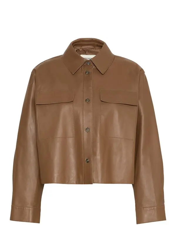 Max Mara Leather Cropped Jacket - Brown
