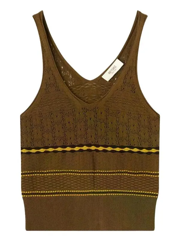 RETORI Floral-stitch Knit Top - Brown