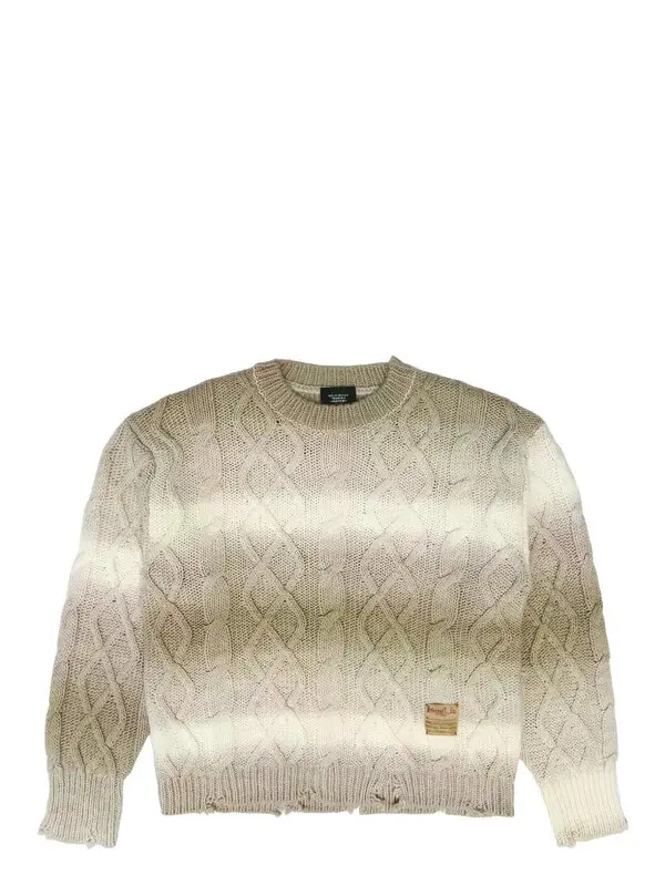 HTC LOS ANGELES Cable-knit Distressed Sweater - Neutrals