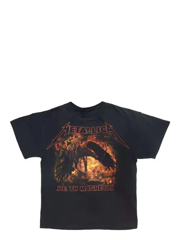 HTC LOS ANGELES Metallica-print Silver-studded T-shirt - Black