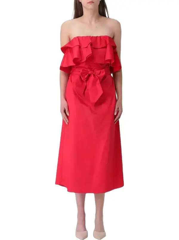 HANITA Ruffled Bow-detail Dress - Red