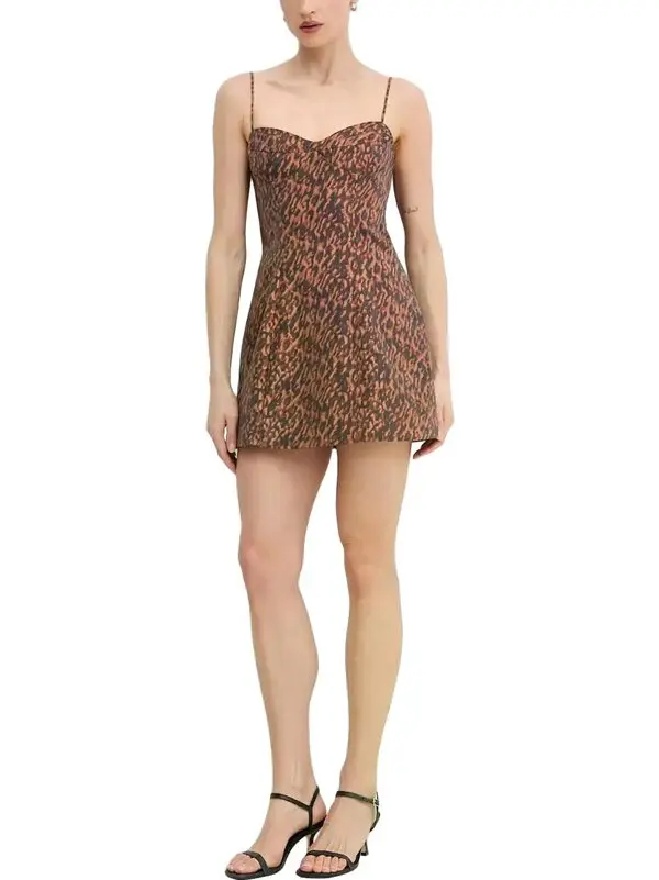 Bardot Marcello Leopard-print Sweetheart-neck Mini Dress - Brown