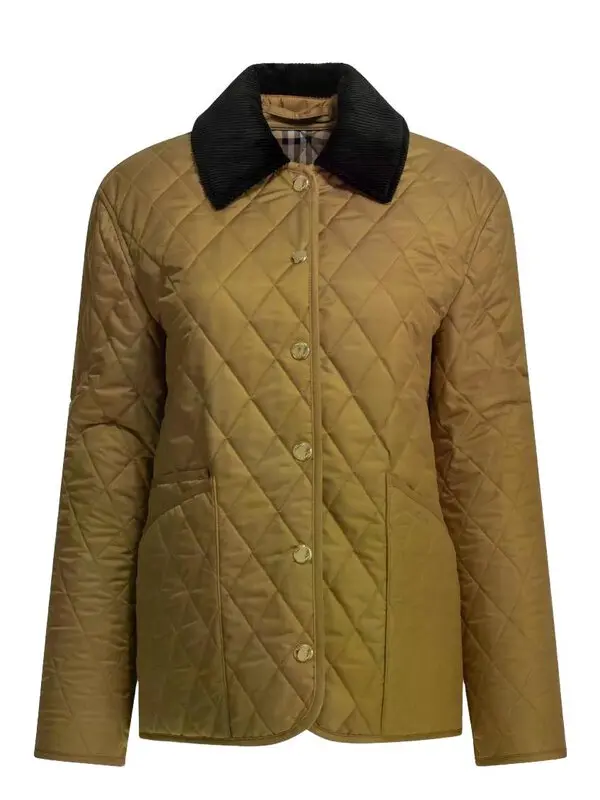 Burberry Diamond-quilted Corduroy-collar Jacket - Neutrals
