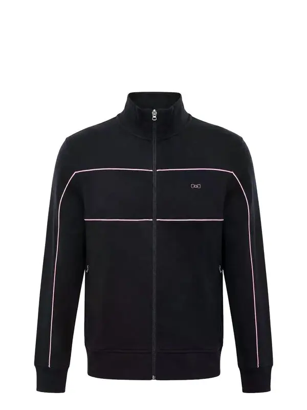 EDEN PARK Zip-up Contrast-piping Sweatshirt - Black
