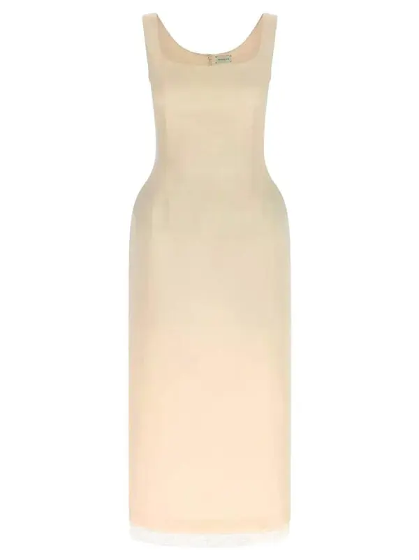 Magda Butrym Lace-insert Midi Dress - Neutrals